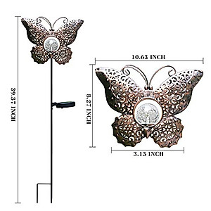 newvivid Outdoor Solar Garden LED Light, Solar Butterfly Metal Lights Decoration Housewarming Gifts for Women Mom, Garden Stake Light for Pathway Yard Lawn Patio Landscape Decor (1 Pack)