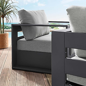 Modway Tahoe Fabric & Aluminum Outdoor Armchair in Gray (Set of 2)