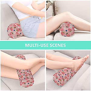 Vnurnrn Strawberry Pink Neck Support Pillow Round Neck Roll Bolster Cylinder Pillow Cervical Pillows Body Pillow for Leg Knee Back Head Support for Gifts Camp Study Work