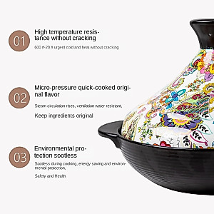 Xgxoz Tagine Pot Ceramic Non Stick Tagine with Lids for Cooking Slow Casserole Dishes Pan Electromagnetic Cooker Tajine Pot
