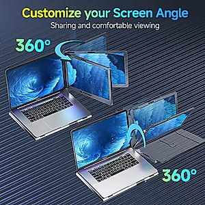 Maxfree F1 Laptop Screen Extender - 14'' Portable Monitor for Laptop with 360° Rotation Stand - Full Type-C & Mini-HD Plug & Play - Compatible with Windows, Mac, Surface, Switch - for 12-17'' Laptops