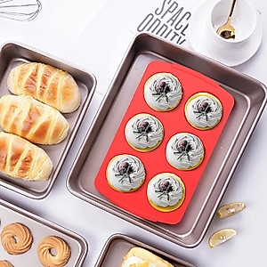 Aokinle Silicone Texas Muffin Pan, European LFGB Cupcake Jumbo Pan 6 Cups, Non-Stick Deep Big Cupcake Baking Pan, Perfect for Egg Muffin, Big Cupcake, BPA Free and High Temperature Resistance,Set of 2