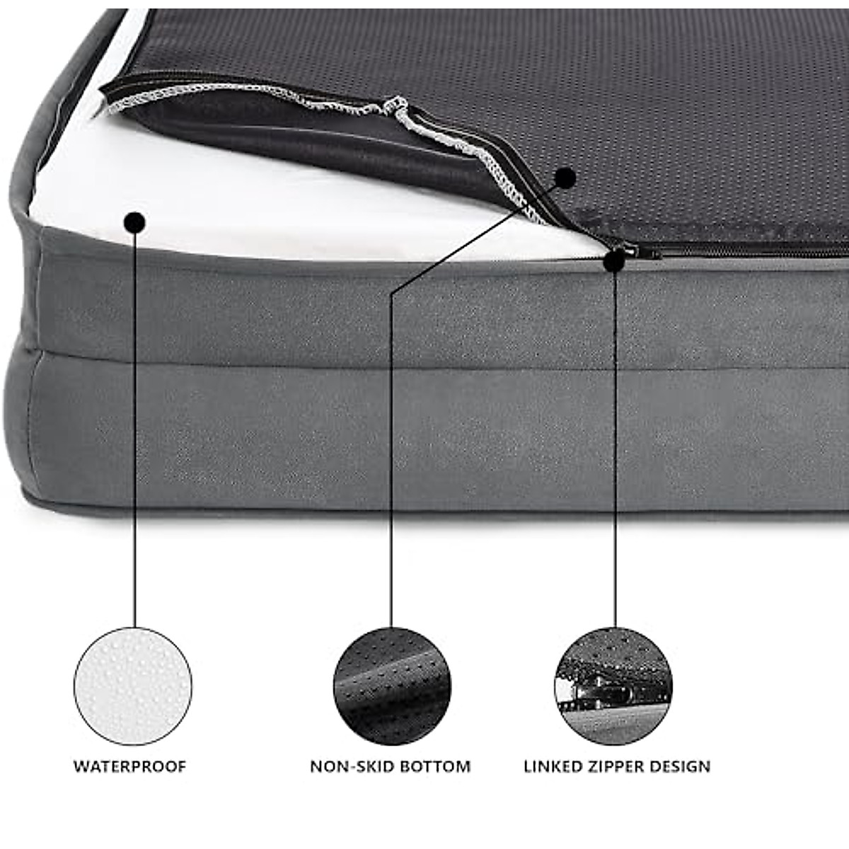 Pets Bed, Calming Anti Anxiety Crate Bed for Pets, Bed Machine Washable Breathable Soft Padding (30" L x 6" W x 20" H)