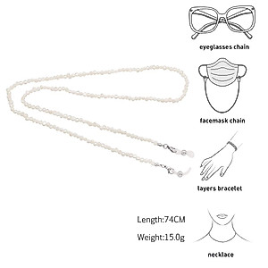 KAI Top Mask Lanyard Chain Face Mask Holder Chain Freshwater Pearl Eyeglasses Chain Sunglasses Chain for Women Girls Men