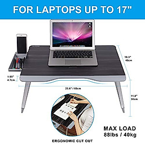 Laptop Bed Table, XXL Bed Trays for Eating, Laptops, Writing, Study and Drawing- Laptop Desk for Bed, Sofa and Couch- Folding Laptop Standwith Portable Book Stand and Drawer Storage, by NEARPOW