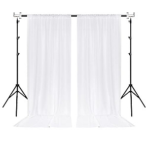 White Backdrop Curtain for Wedding Decor Holiday Party - White Wedding Backdrop Polyester Photography Backdrop Drapes Baby Shower Birthday Privacy Sliding Curtains Home Decor, 5ft x 10ft, 2 Panels