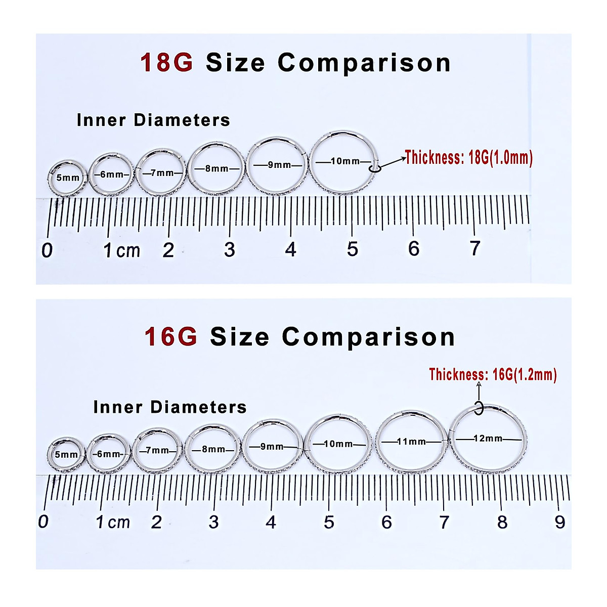 16G Conch Piercing Jewelry CZ Cartilage Earrings Hoop 316L Surgical Steel Nose Hoop 10mm Helix Piercing Jewelry Rook Ring16 Gauge Segment Nose Hoop Ring Segment Helix Rings Earrings Lip Ring Silver