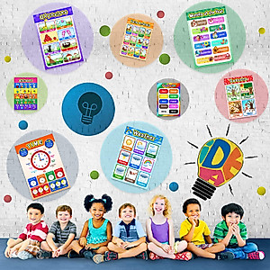 Educational Preschool Poster for Toddler and Kid with Glue Point Dot for Nursery Homeschool Kindergarten Classroom - Teach Numbers Alphabet Colors Days and More 16 x 11 Inch (10 Pieces, Style B)