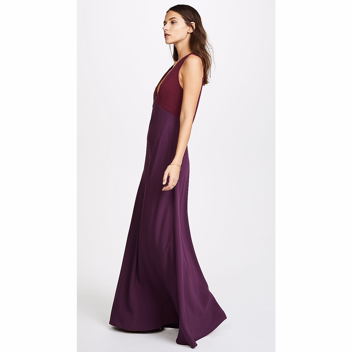 Jill Jill Stuart Women's Two Tone Vneck, Black Currant/Concord Grape, 12