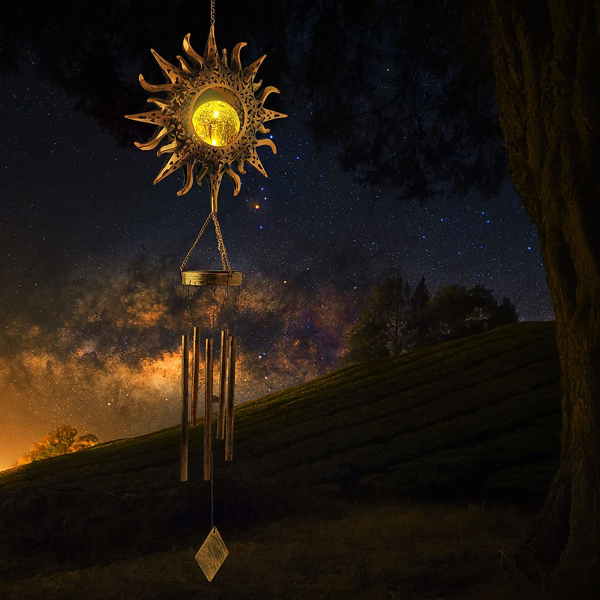 Sun Wind Chimes Solar Retro Windchimes Sympathy Gift, Wind Chimes Outdoor, Gifts for mom, Gifts for Grandma, mom Gifts, Memorial Wind Chimes.