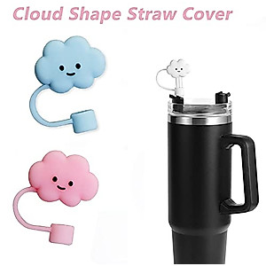 6PCS Straw Covers Cap for Stanley Tumblers Cup Silicone Soft Protector Cover Straw Tips Cover Reusable Drinking Straw Tips Lids Dust-proof Colorful Cloud Shape Straw Cover for Stanley Cup 40 oz