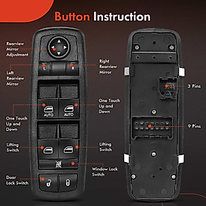 A-Premium Power Master Window Switch Front Driver Replacement for Dodge Ram 1500/2500/3500 2009-2010 Ram 1500/2500/3500/4500/5500 2011-2012 4602863AD (Without Power Folding Mirrors)