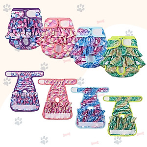 Chenkaiyang 4 Pack Dog Diapers Female Washable Dog Diapers Reusable Puppy Diapers Highly Absorbent Comfortable Doggy Diapers for Dogs in Heat or Excitable Urination (S, Mermaid)