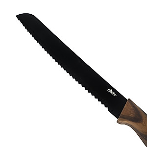 Oster Godfrey 5-Piece Kitchen Cutlery Knife Set w/Black Blade and Wood Look Handle