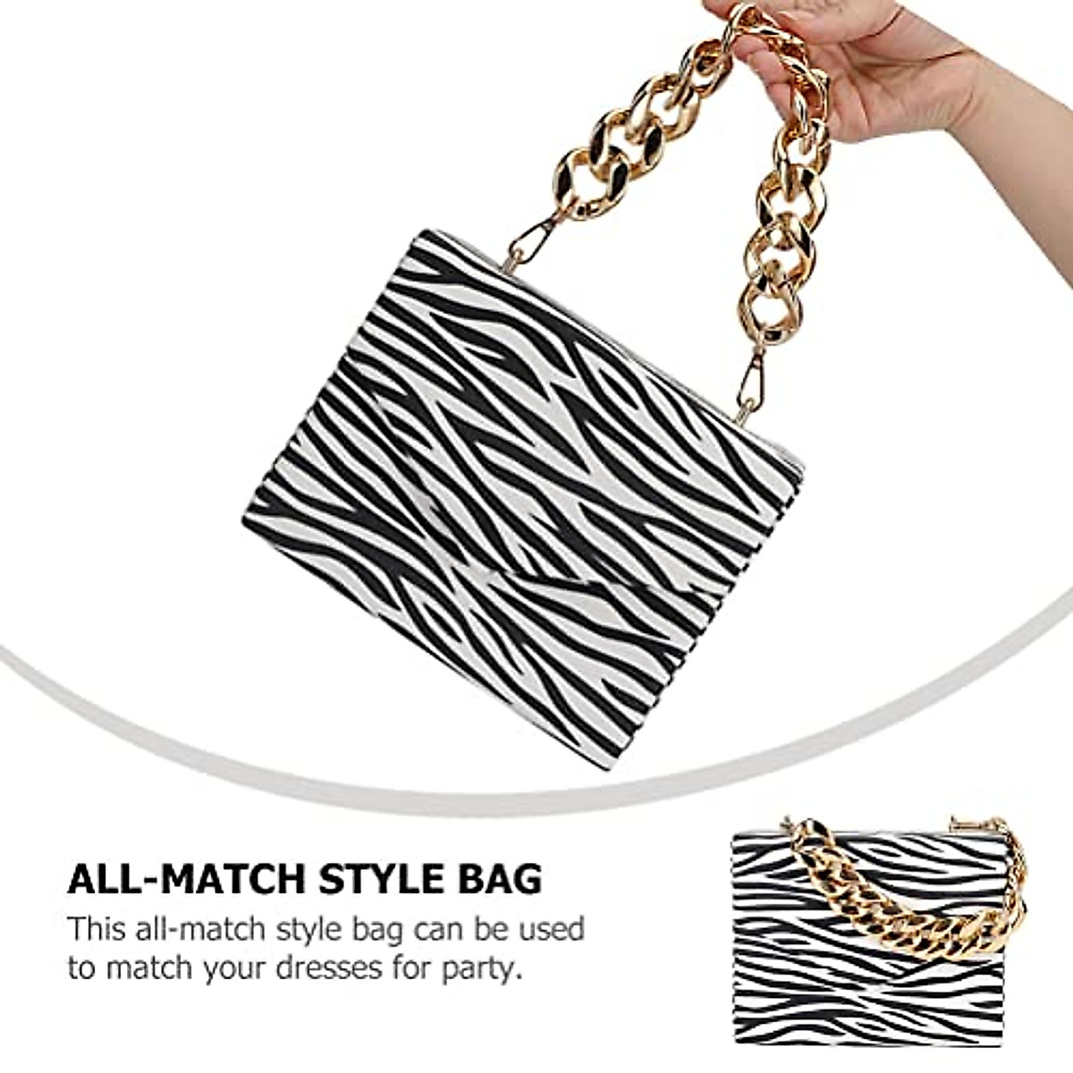 LUOZZY Women Clutch Bag Zebra Print Clutch PU Leather Shoulder Bags with Magnetic Buckle Flap Over Chain Shoulder Bags Animal Purse Strap