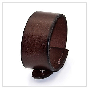 Mgutillart Punk Alloy Buckle Cuff Wristband Wide Leather Bracelet(Brown)