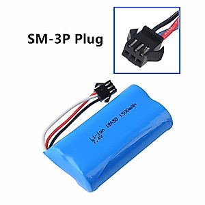 7.4V 1500mAh Li-ion Rechargeable Battery with SM-3P Plug and USB Charger Cable for RC Tank RC Toy