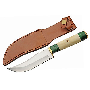 Green Mosaic Camel Bone 10.25" Stainless Steel Hunting Knife