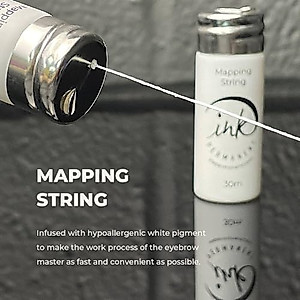 Brow Mapping Kit with White Brow Paste [Large 15g Bottle] White Brow Mapping String [30 m ] and 2 Eyebrow Brush Set for Microblading Supplies, PMU Supplies and Brow Brush Microblading Kit; Brow brush