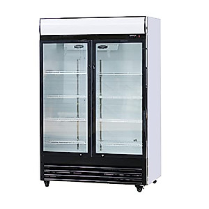 DHPM 51" 2 Sliding Glass Reach in Refrigerator Swing, Door Upright Display Beverage Cooler Merchandiser, Antique White