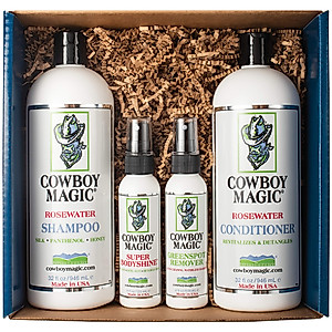 Cowboy Magic Show Ready LIMITED EDITION Box Set - 32 Oz Rosewater Shampoo, 32 Oz Conditioner, 4 Oz Greenspot Remover, 4 Oz Superbody Shine, and Bonus Gifts