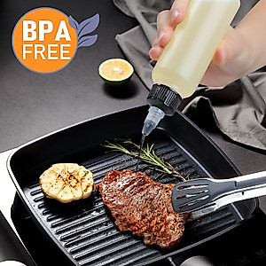 Yephets 32 Pack Semi-Transparent Boston Dispensing Bottles Empty Round LDPE Plastic Squeeze Dropper Bottles Squeeze Bottles with Twist Top Cap for Liquids Oils Art Crafts Kitchen Household (4 oz)