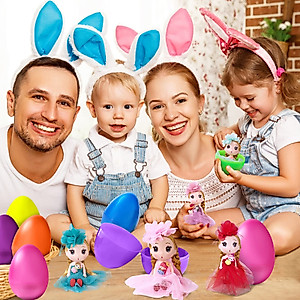 Easter Eggs Basket Stuffers with Fashion Beauty Doll, 6 PCS Jumbo Surprise Eggs for Girls Toddler Kids Gift Easter Basket Stuffers Fillers