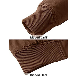 WenVen Men's Washed Cotton Bomber Jacket Active Track Windbreaker (Coffee, 3XL)