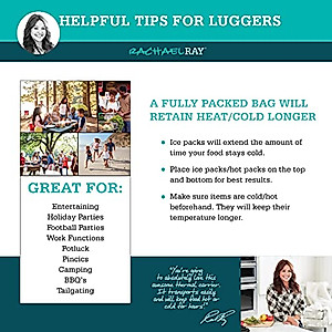 Rachael Ray Lugger Reusable Insulated Carrier Keeps Food Hot or Cold for Hours, Perfect for Lasagna Pan, Casserole, Baking Dish & More, Standard, Forest Green