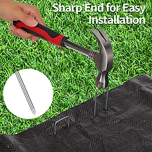 CEWOR 200 Pack Landscape Staples 6 Inches, 11 Gauge Galvanized Landscape Fabric Stakes Metal Garden Ground Stakes Sod Pins for Lawn, Barrier Fabric, Holding Fence, Ground Cover