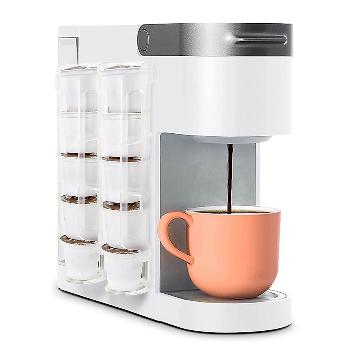 SUNGRACE K-Cup Coffee Pod Holder for Keurig, Side Mount Storage Organizer, Perfect for Small Counters (Transparent, 2 Pack for 10 K-Cups)