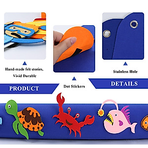Craftstory 41 Pcs Ocean Animals Felt Board for Toddlers 3.5 Ft Under The Sea Flannel Stories Marine Figures Shark Octopus Mermaid Crafts Teaching Aid Wall Activity Interactive Play Kits