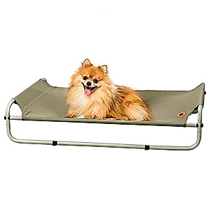 MEWOOFUN Cooling Elevated Dog Bed with Double Rod Design Raised Dog Bed Cot with Skid-Resistant Feet Design for Small & Medium Dog (35.4" L X 24.4" W X 7.9" H)