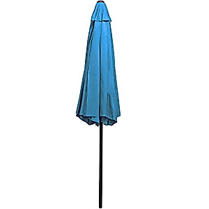 Sunnydaze 9-Foot Patio Umbrella - Push-Button Tilt and Crank Handle - Aluminum Pole and Polyester Shade Canopy - Turquoise