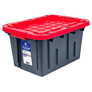 American Lifting 12-Gallon Storage Containers - Tough with Lids Durable Stackable - Keep Your Belongings Safe and Organized - (4 Pack - Red)