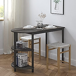 Elephance Small Dining Table/Kitchen Table with Storage, Multifunctioal Workstation Desk for Dining Room, Living Room, Bistro.(Black Oak)