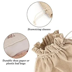 QUYANGCHIFENG 2Pcs Linen Reusable Bags for Homemade Sourdough Bread, Durable Bread Storage Keeper with Plastic Inner Lining, Gifts for Home Bakers - 12"x15"
