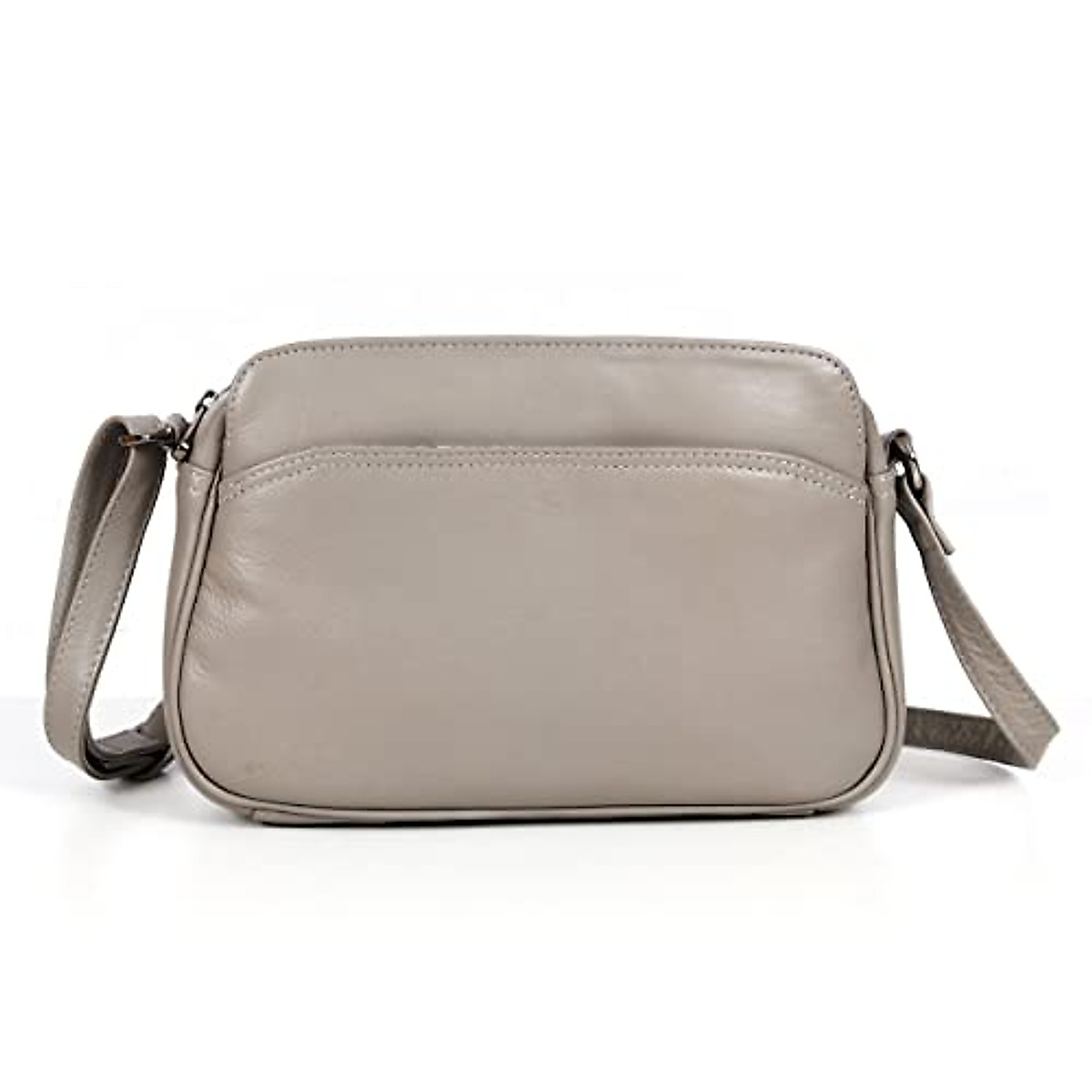 Leather Crossbdoy Bag for Women Medium Lightweight Shoulder Purse Top Zipper Multiple Pocket (Fossil)