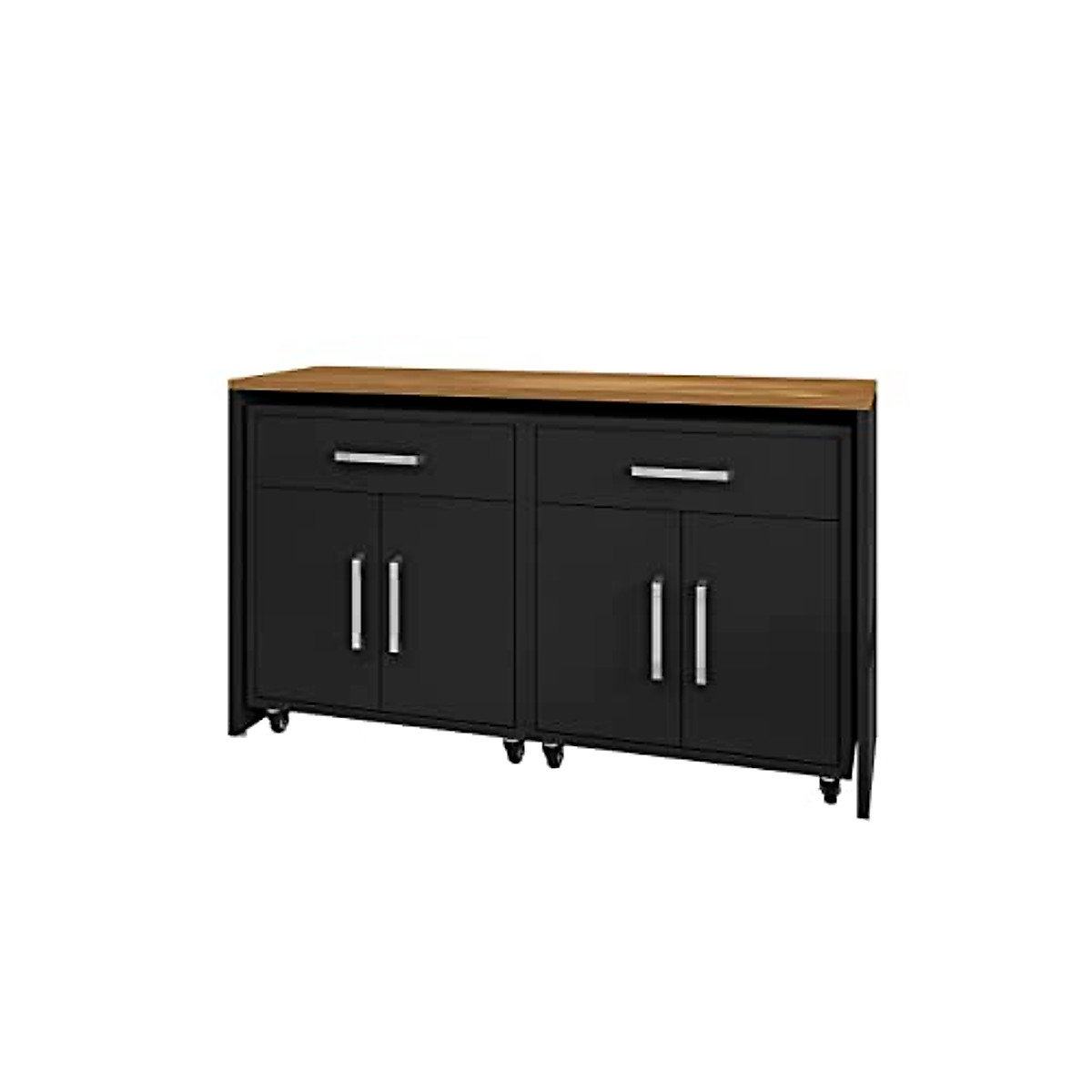 Manhattan Comfort Eiffel Garage Work Station Set of 3 in Matte Black