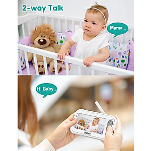 Baby Monitor with 2 Camera and Audio 4.3" LCD Split Screen 1000ft Range Rechargeable Battery 2-Way Audio Baby Crying Detection Night Vision Temperature Detection (No Remote pan-tilt-Zoom Function)