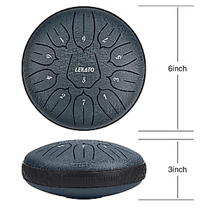 LEKATO Steel Tongue Drum 6 Inch 11 Note,Rain Drum for Outside Garden Handpan Drum for Musical Education Zen Meditation Yoga,perfect for Families/Friends, Navy Blue