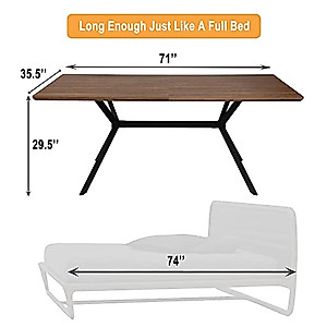LUCKYERMORE 71"x35.5" Dining Table for 6-8 Mid-Century Rectangle Wood Kitchen Table Farmhouse Dining Table for Dining Room Balcony Cafe Bar Walnut