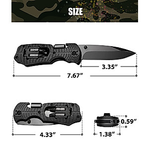 GODCRAE Gifts for Men Dad, Pocket Multitool Knife with 1/4-Inch Hex Drive, 2 Flathead Bits 2 Crosshead Bits Whetstone Unique Gifts for Christma Birthday Valentines Day Fathers Day
