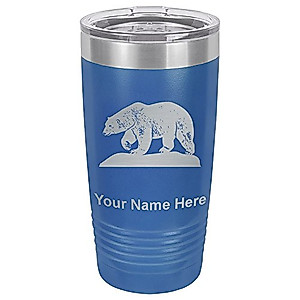 LaserGram 20oz Vacuum Insulated Tumbler Mug, Polar Bear, Personalized Engraving Included (Dark Blue)