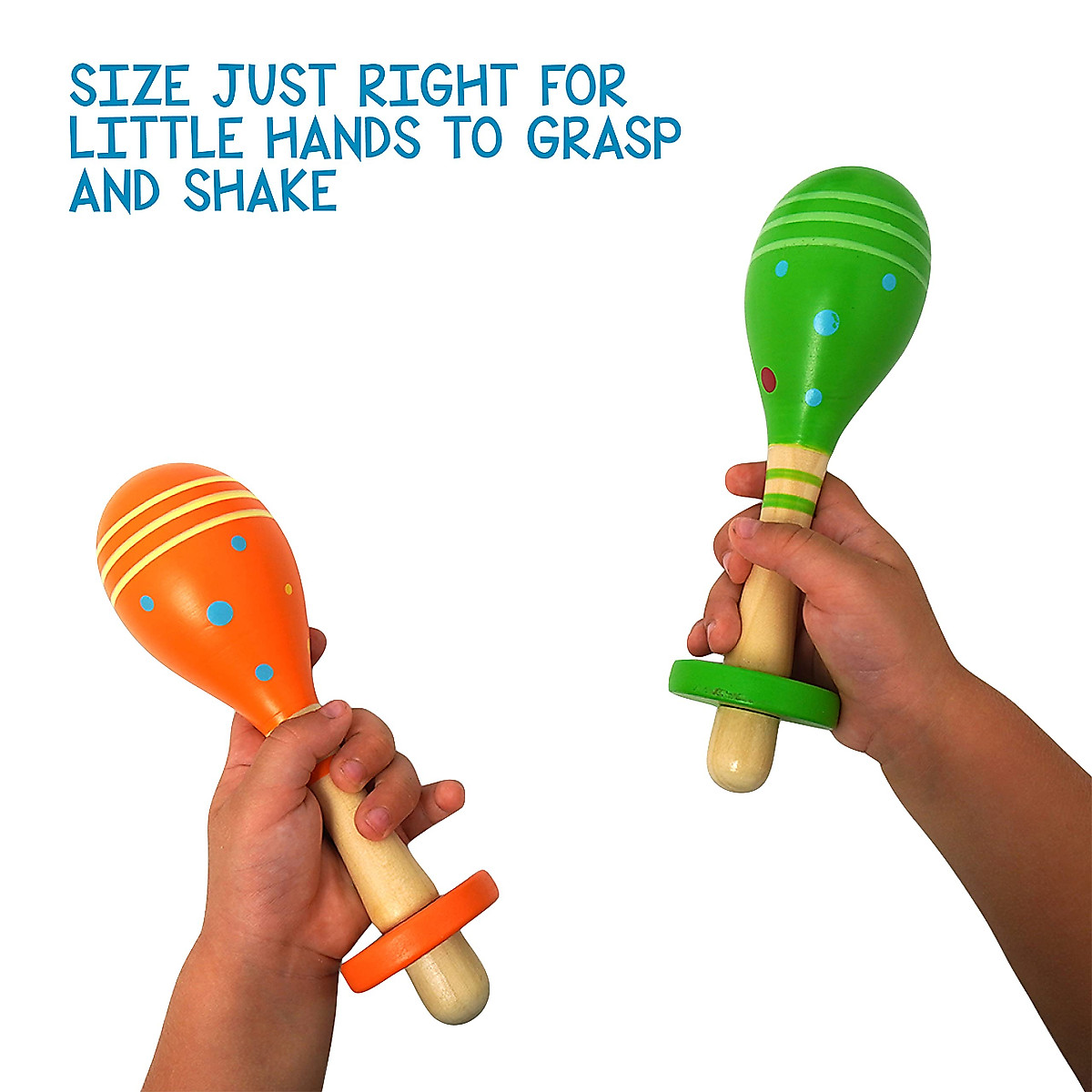 NatyPi Wooden Rattles Baby Montessori Early Educational Grasping Teething Toys for 1 2 3 Year Old Kids, 2pcs Musical Toy Set, Designed in USA, Sealed with Organic Flaxseed Oil, Perfect Toddler Gift