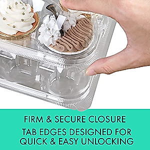 LotFancy Dozen Cupcake Containers, Pack of 12 Plastic Cupcake Boxes Bulk, 12 Compartment Holder with Detachable Lid, Disposable Muffin Carrier, Standard Size