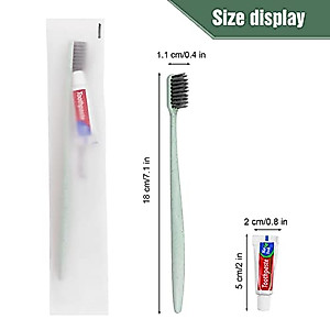 Xuezoioy Disposable Toothbrushes with Toothpaste,60Pack Green Individually Wrapped Disposable Travel Toothbrushes Kit in Bulk for Homeless,Nursing Home,Hotel,Charity