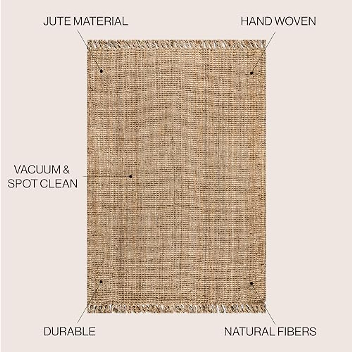 JONATHAN Y NRF103A-5 para Hand Woven Chunky Jute with Fringe Area-Rug, Bohemian, for Bedroom, Kitchen, Living Room,5 X 8,Natural