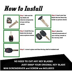 Replacement Key Fob Shell Fit for Honda Accord Crosstour Civic Odyssey CR-V CR-Z Fit 3 Buttons Keyless Entry Remote Case Car Key Housing (Red)