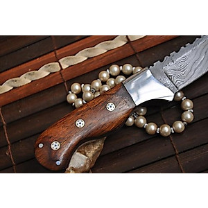 Perkin Knives - Handmade Damascus Hunting Knife - Beautiful Camping Knife - Full Tang